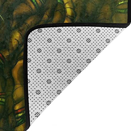 Memory Foam Kitchen Rug Throw Rugs Runner - Ultra Soft Big Size Rasta Lion with Sun Glasses Dreadlocks Jamaica Art Girls Play Rug Carpet with Anti-Slip Backing for Kitchen Playroom