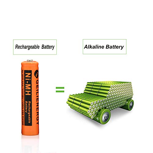GEILIENERGY AAA Rechargeable Batteries 1.2V 750mAh Also Compatible with Phone Battery HHR-55AAABU, 750mAh HHR-75AAA/B and 400mAh BK40AAABU, Outdoor Solar Lights(4 Pack)