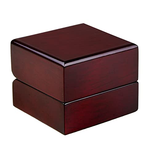 Allure - 2 Pack, Luxury Ring Box With LED Light, Authentic Mahogany Wood With White Leatherette Insert, Square Elegant Diamond Ring Case For Unique Proposal Or Wedding, Small Jewelry Display Gift Box.