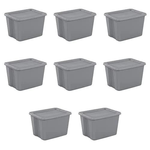 18 Gallon Storage Tote Box, Plastic Storage Bin Tote Organizing Container With Durable Lid, Stackable and Nestable Snap Lid Plastic Storage Bin, Set of 8