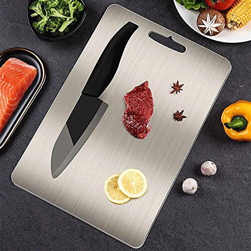 GULRUH Wood Cutting Boards for Kitchen, Stainless Steel Cutting Board Fruit Vegetable Meat Cutting Board Easy to Clean Cutting Board Practical Kitchen Tool Durable and Non-Greasy Kitchen Tool (Size :