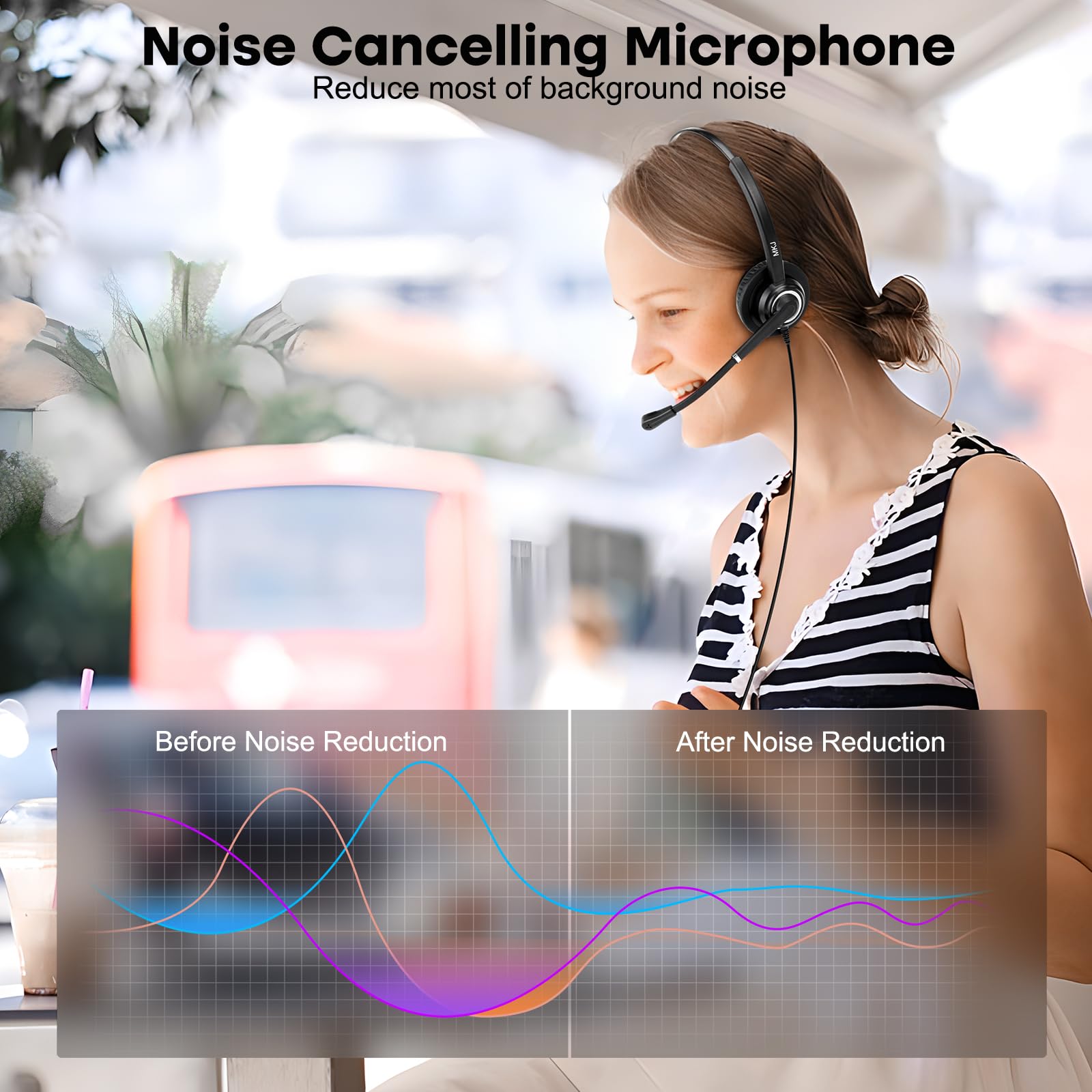 Phone Headset with RJ9 Jack for Office Phones Dual Ear Call Center Telephone Headset with Microphone Noise Canceling Working from Home Headset for Avaya 1408 Aastra 6753i Fanvil Polycom Gigaset 3Com