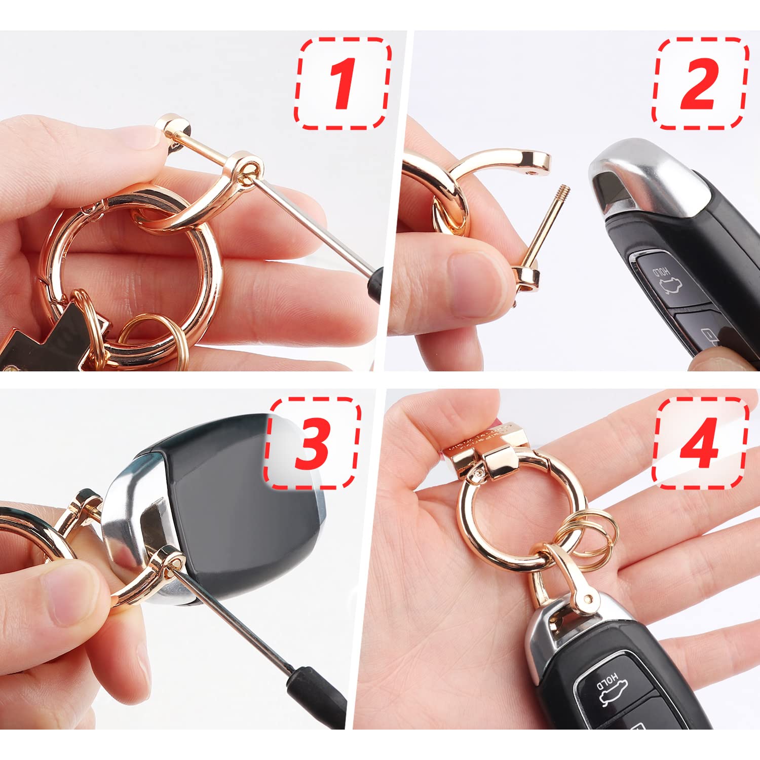 Turcee Carbon Fiber Car Keychain,Automotive Interior Accessories Keychains Leather Car Key Fob &Anti-Lost D-Ring (Black)