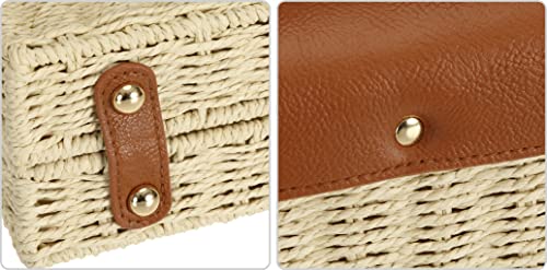 So'each Women's Handbag Wicker Straw Crossbody Rattan Bag Boho Crossbody Bag Beige