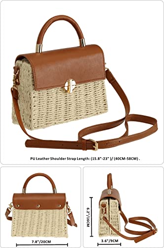 So'each Women's Handbag Wicker Straw Crossbody Rattan Bag Boho Crossbody Bag Beige