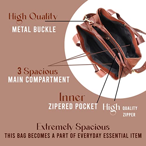 PIPABOX Class Apart Leather Tote Bag, Soft Leather Shoulder Bag, With Large storage for all daily essential for Girls & Women, Brown