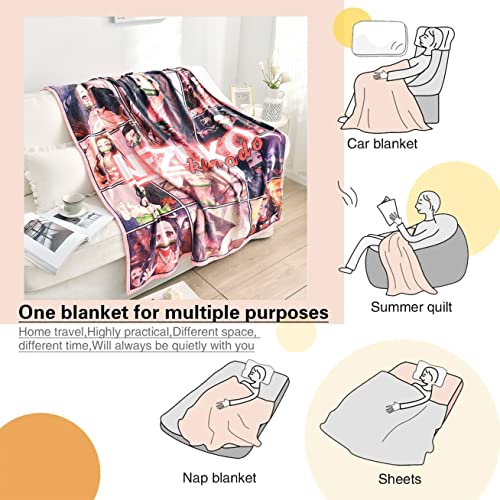 Nezuko Fluffy Blanket Anime Super Soft Throw Blankets Cozy Flannel Gift Blanket for Kids Adults All Season(50" X 60")
