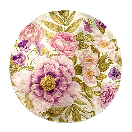Soft Shaggy Rugs Carpets Plush Area Rugs for Living Room Bedroom,Peonies Roses Pink Purple,Fluffy Rug for Nursery