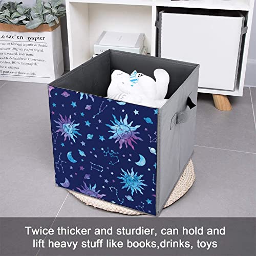 Space Galaxy Constellation Collapsible Storage Bins Basics Folding Fabric Storage Cubes Organizer Boxes with Handles