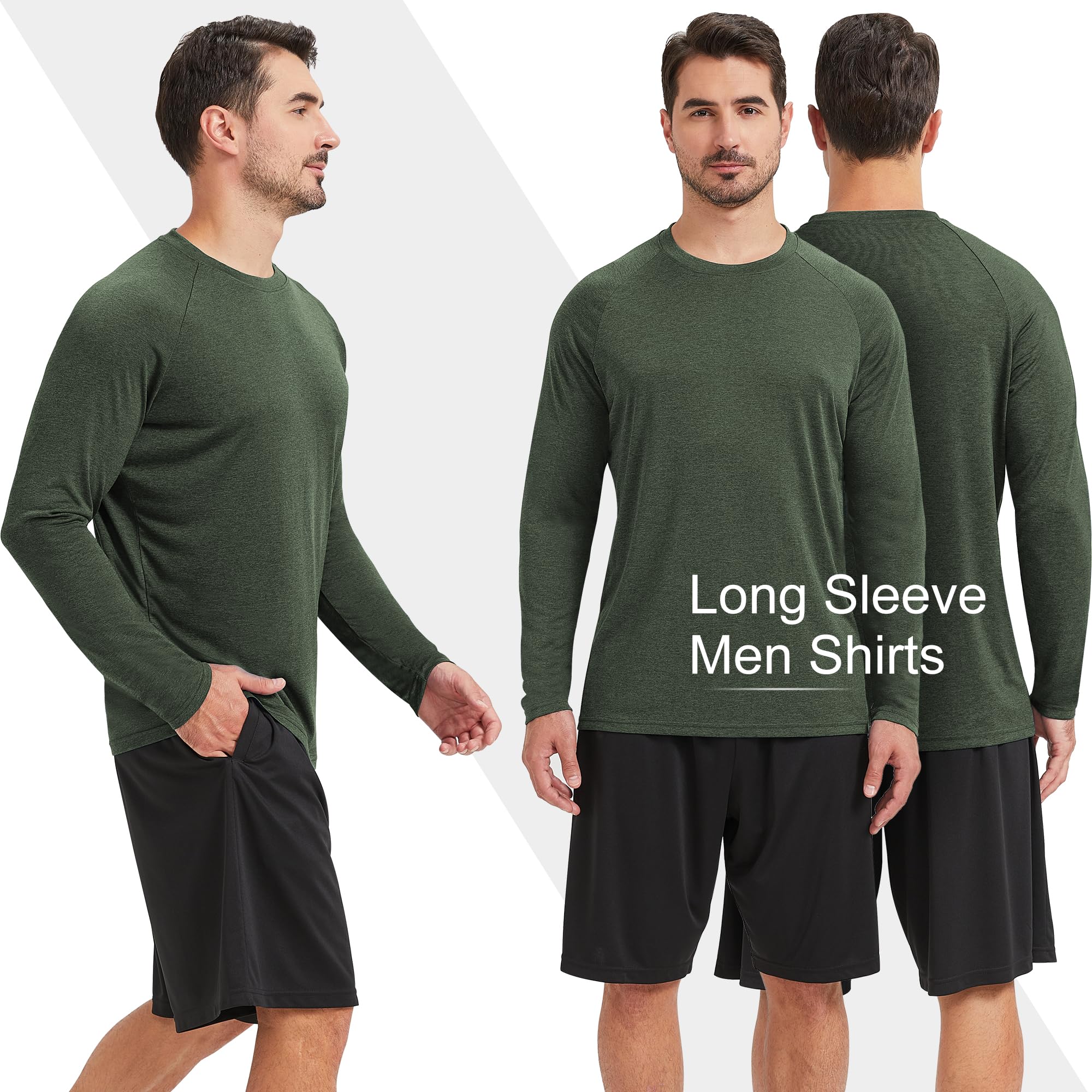 MLYENX 4-7 Pack Long Sleeve Shirts for Men Quick Dry Moisture Wicking Mens Long Sleeve Tee Shirts Workout T Shirts