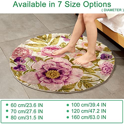 Soft Shaggy Rugs Carpets Plush Area Rugs for Living Room Bedroom,Peonies Roses Pink Purple,Fluffy Rug for Nursery