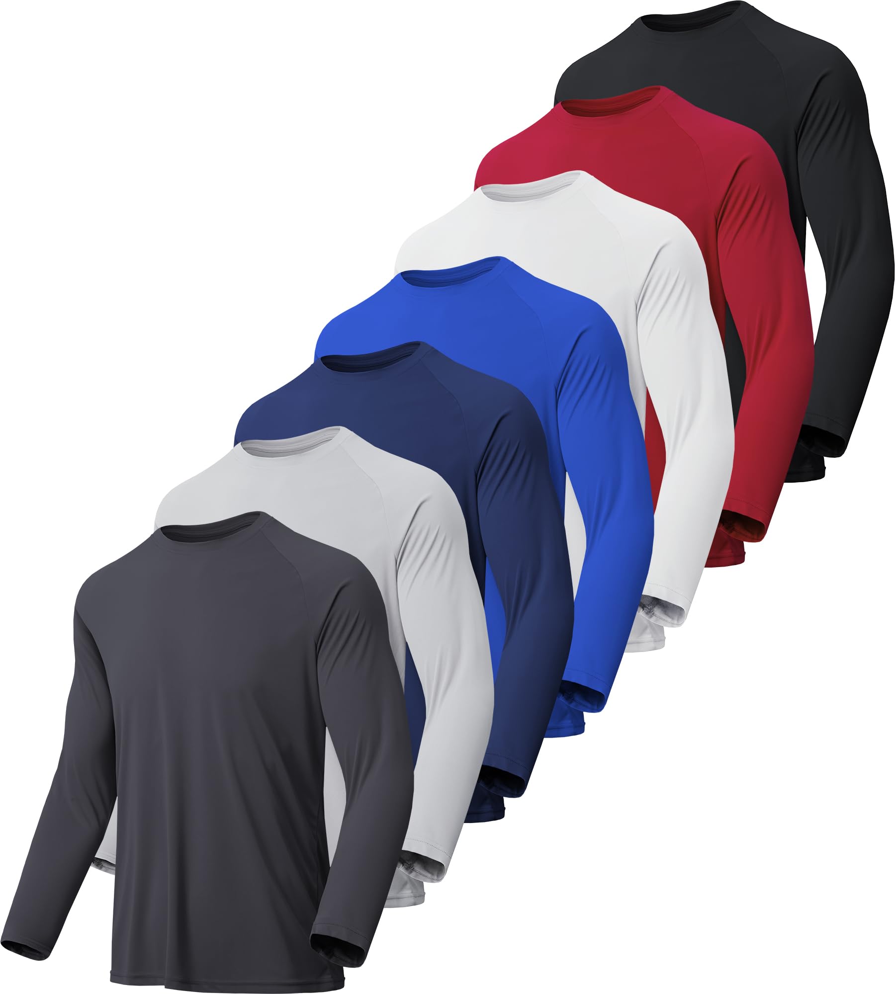 MLYENX 4-7 Pack Long Sleeve Shirts for Men Quick Dry Moisture Wicking Mens Long Sleeve Tee Shirts Workout T Shirts
