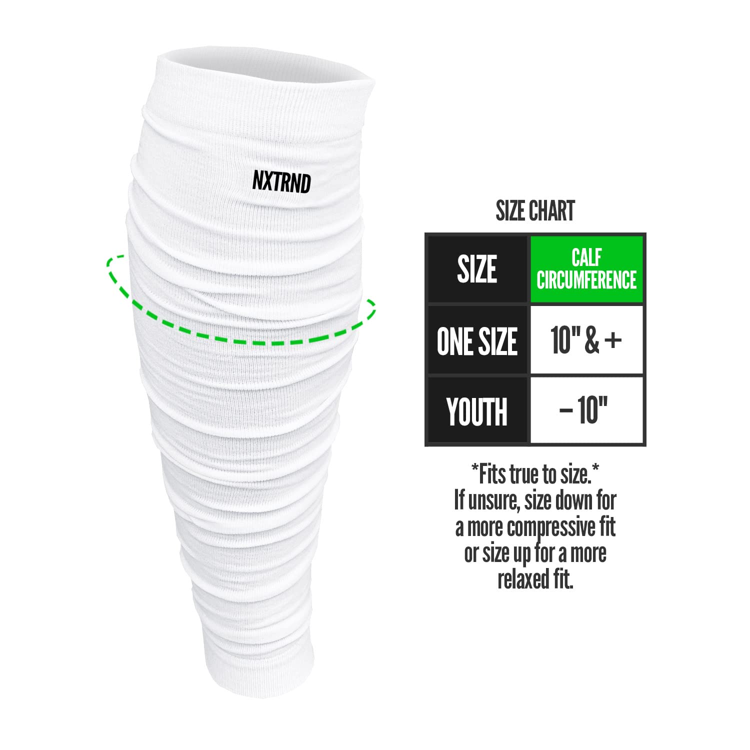 Nxtrnd Football Leg Sleeves, Calf Sleeves for Men & Boys, Sold as a Pair (White, Youth)