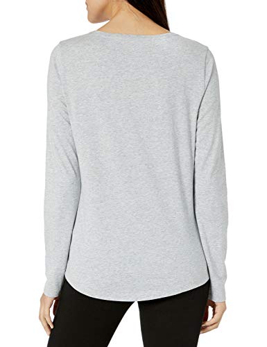 Amazon Essentials Women's Classic-Fit 100% Cotton Long-Sleeve Crewneck T-Shirt, Light Grey Heather, Large