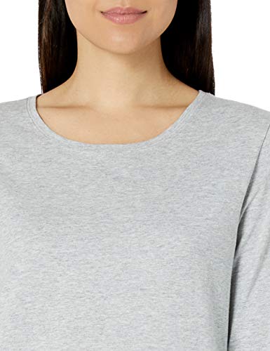 Amazon Essentials Women's Classic-Fit 100% Cotton Long-Sleeve Crewneck T-Shirt, Light Grey Heather, Large