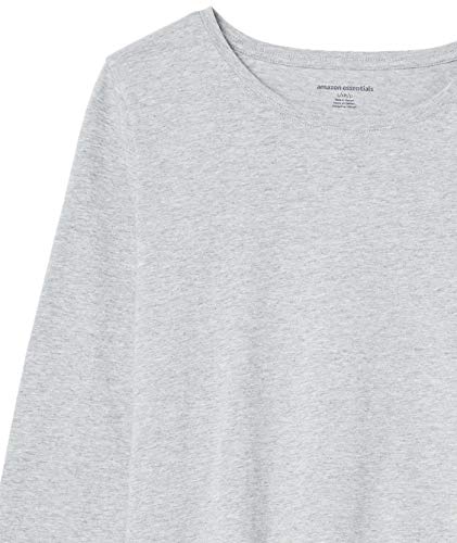 Amazon Essentials Women's Classic-Fit 100% Cotton Long-Sleeve Crewneck T-Shirt, Light Grey Heather, Large