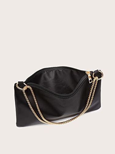 Verdusa Women's Satin Evening Handbag Shoulder Bag Purse Black one-size