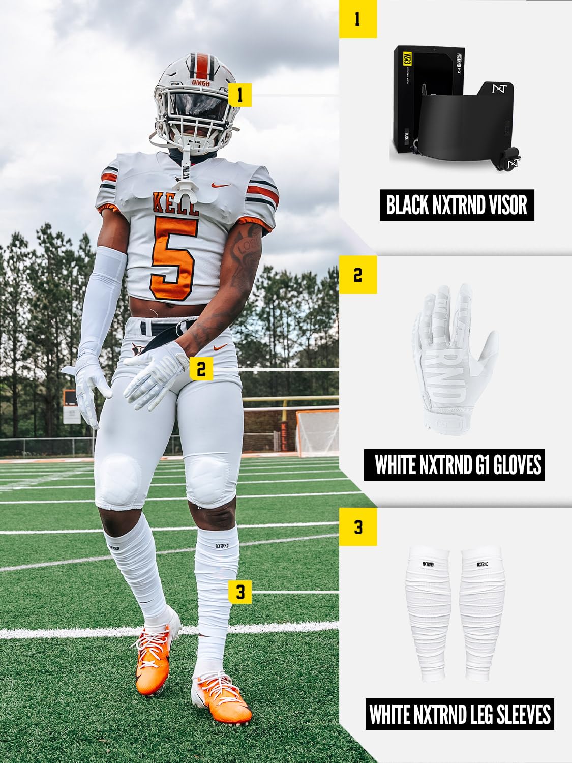 Nxtrnd Football Leg Sleeves, Calf Sleeves for Men & Boys, Sold as a Pair (White, Youth)