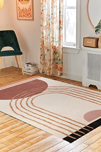 LEEVAN Boho Geometric Area Rug 4x6ft Farmhouse Rugs Washable Woven Living Room Floor Carpet Tribal Diamond Accent Rug for Bedroom Indoor Outdoor Bohemian Patio Rug Cotton Rugs for Living Room/Bedroom