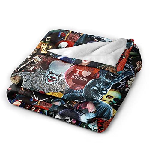 Halloween Horror Movies Throw Blanket Super Soft Flannel Air Conditioning Blanket for Couch Sofa Chair Office Travelling Camping Gift in All Seasons,50×40inch