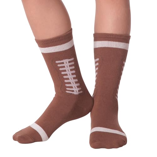 K. Bell Socks unisex child Football Crew Casual Sock, Brown, Shoe Size 11-14 US