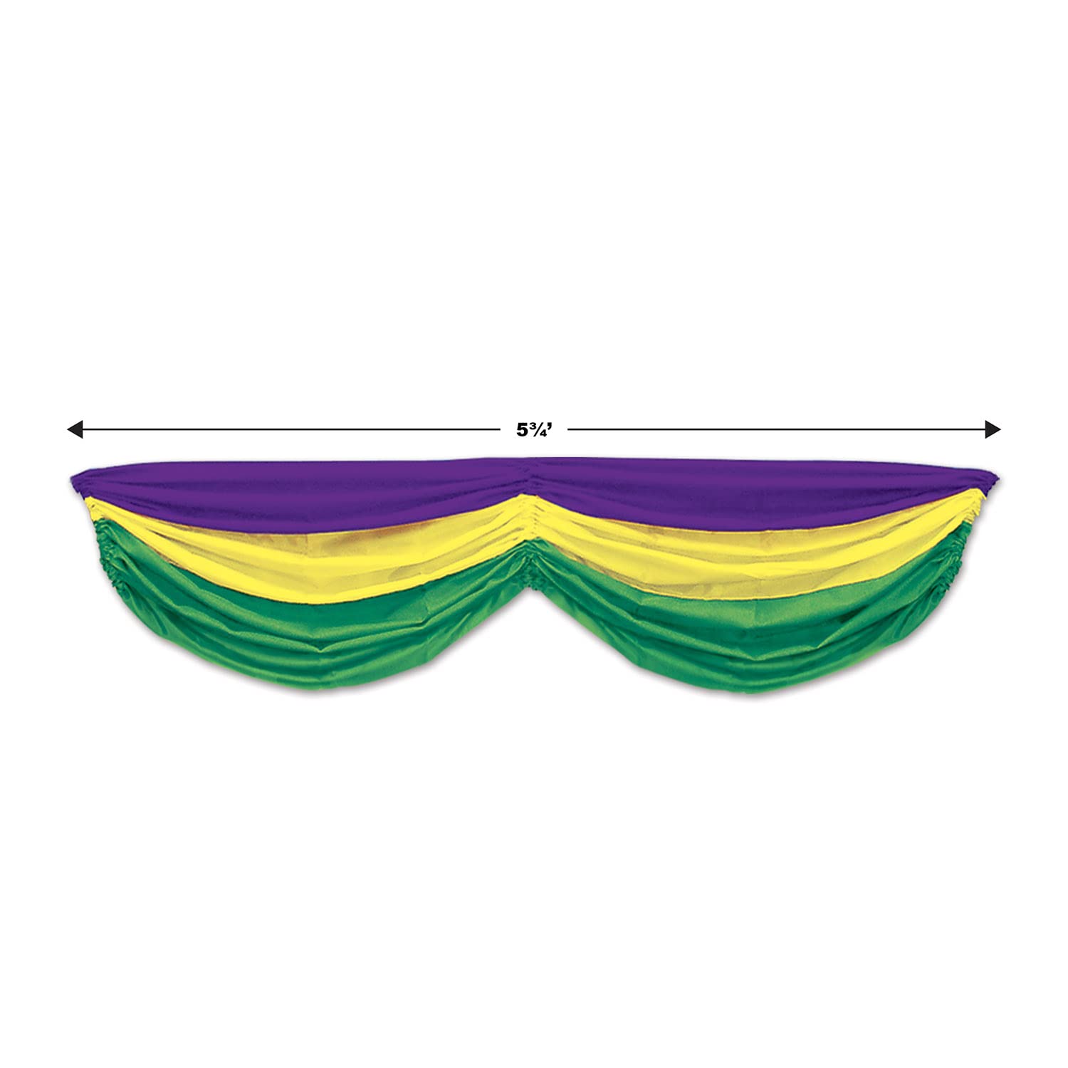Mardi Gras Fabric Bunting (golden-yellow, green, purple) Party Accessory (1 count) (1/Pkg)
