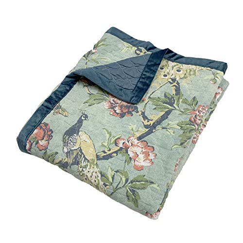 Greenland Home Pavona Enchanted Garden Quilted Throw, 50x60-inch, Jade