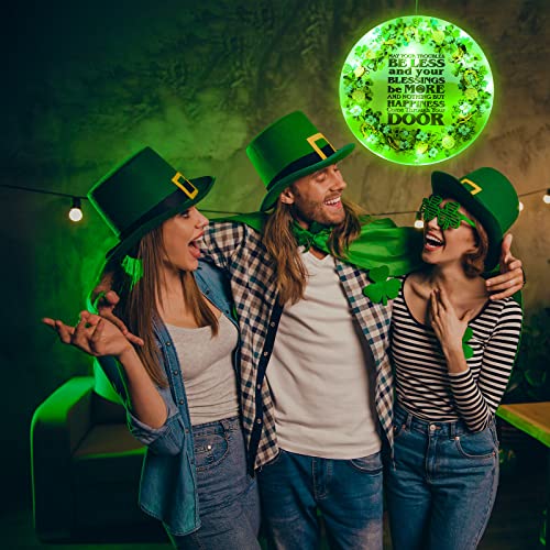 Capoda St. Patrick's Day Hanging Window Light Shamrock Decorations Irish May Your Blessing Light up Decor St. Patrick's Day Religious Christian Plaque Lucky Wishes Sign for Home Door Wall(Shamrock)