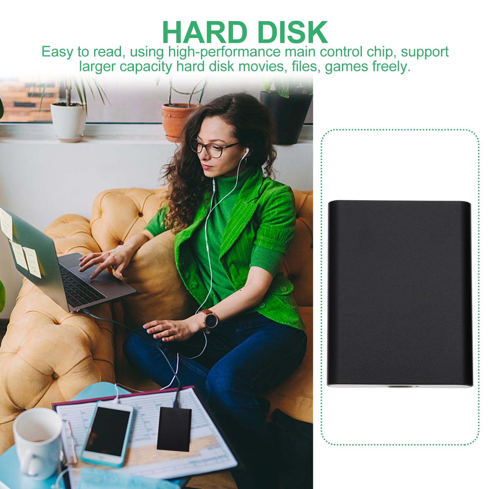 SOLUSTRE Hard Drive HDD 128G External Hard Drive Portable Mobile SSD Mini Expansion Hard Disk Portable Hard Drive External Hard Drive Black Portable External Hard Drive HDD