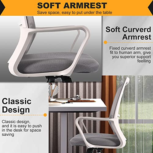 Office Desk Chair, Mesh Home Office Computer Task Chairs, Ergonomic Swiveling Rolling Desk Chair, Grey