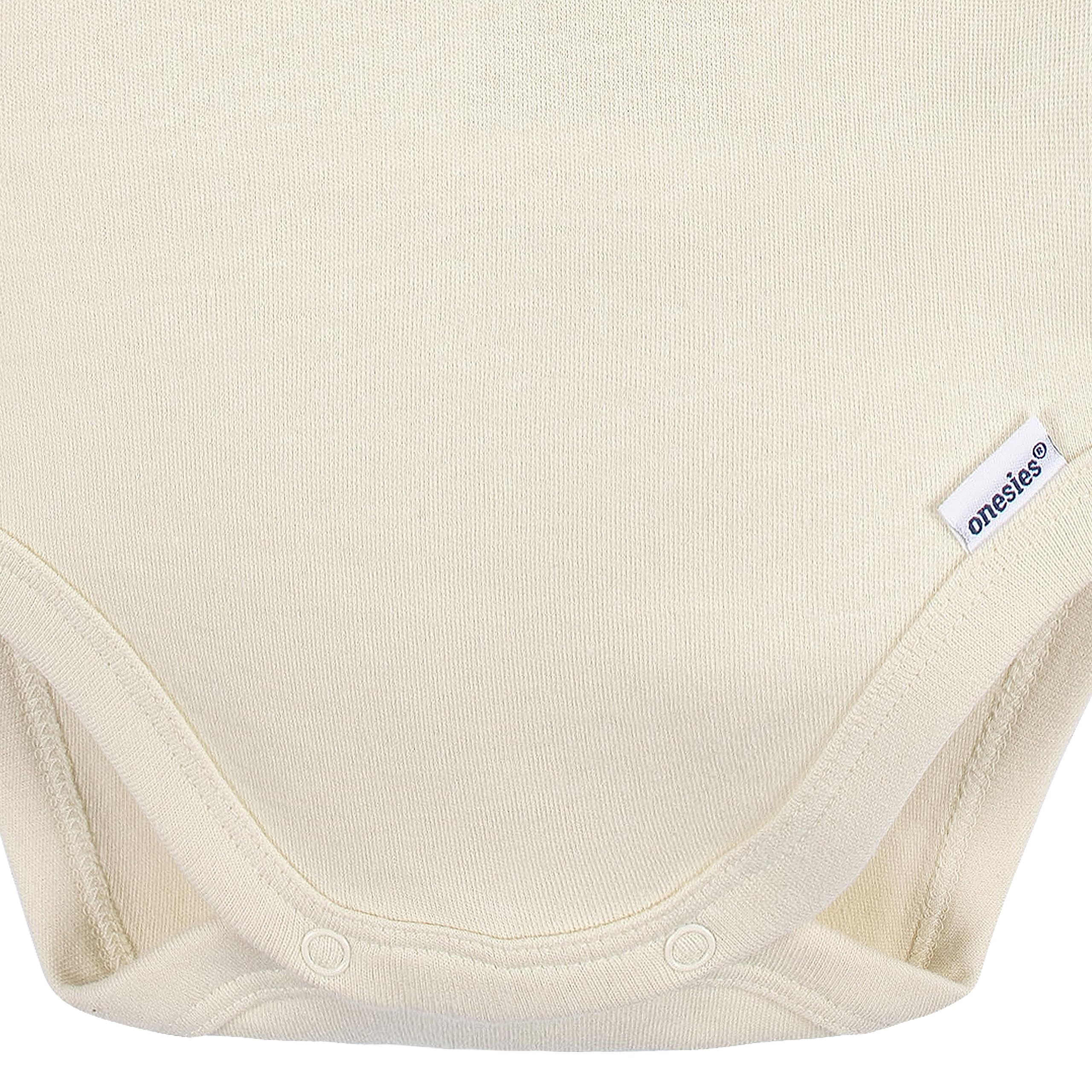 Gerber Unisex Baby Long Sleeve Solid Onesies Multi-Pack Interlock 180 GSM, Natural