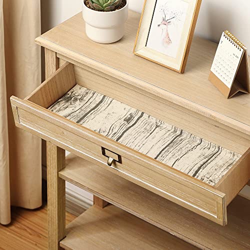Wnutrees Console Sofa Table with Drawers, 3-Tier Farmhouse Entryway End Table with Open Storage Shelves, Accent Side Table for Hallway Living Room Bedroom, Wooden Top, Handcrafted Finish (Natural)