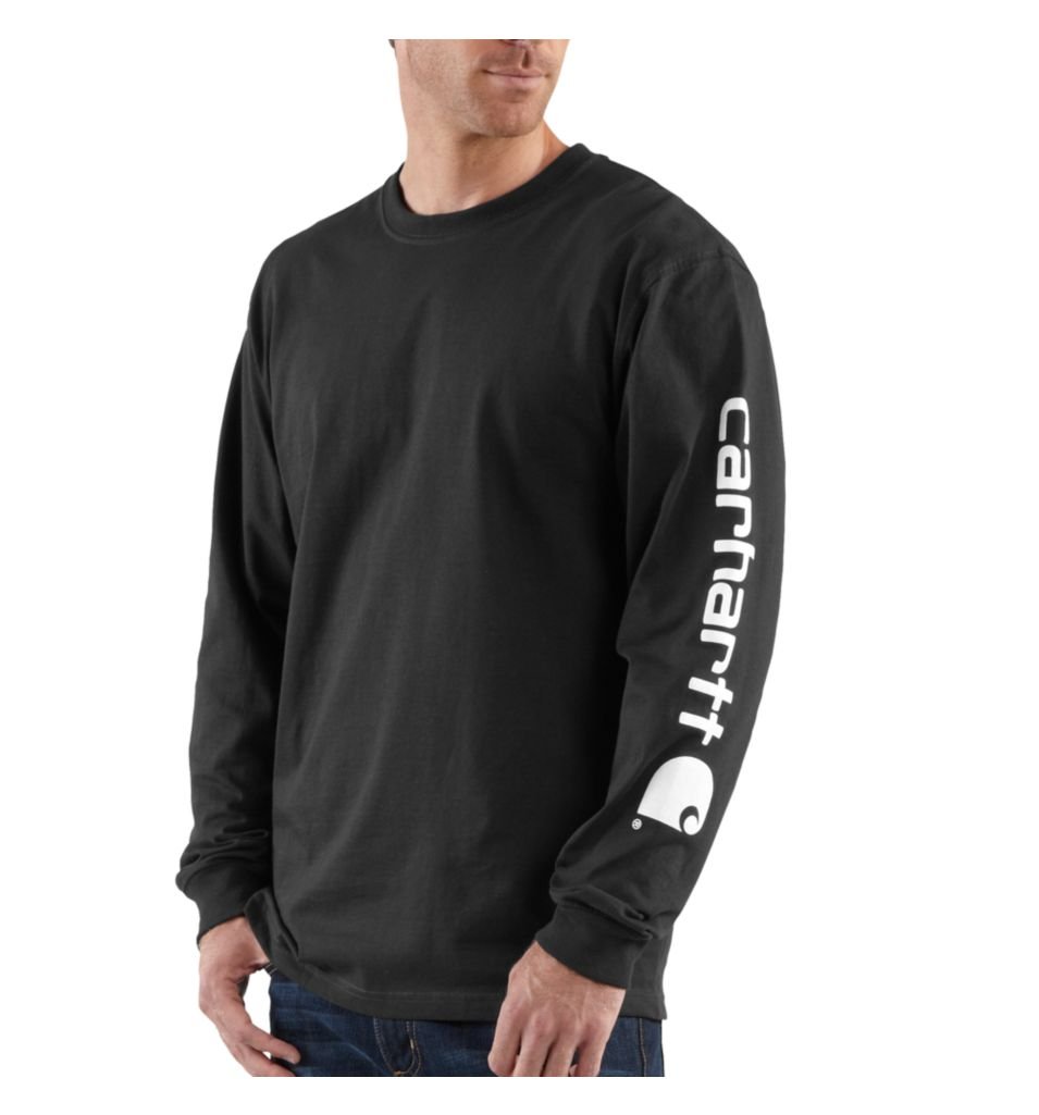 CarharttMenLoose Fit Heavyweight Long-Sleeve Logo Sleeve Graphic T-ShirtBlack2X-Large