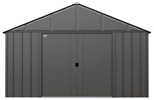Arrow Sheds Classic 12' x 14' Outdoor Padlockable Steel Storage Shed Building, Charcoal