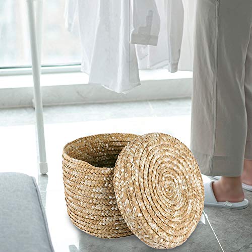 Smala Wheat Straw Woven Storage Basket Storage Basket Innovative Basket Rustic Natural Brown Finish Storage Decorative Basket(Medium )