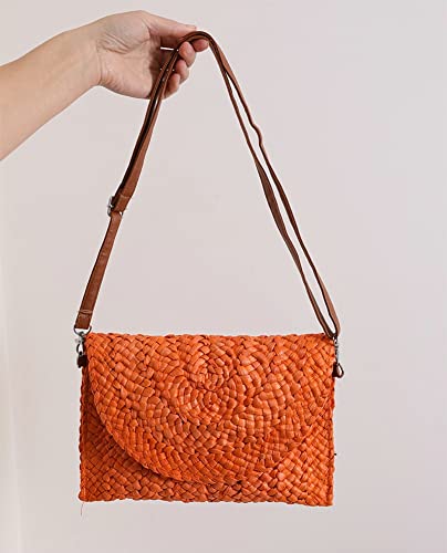 Solyinne Womens Woven Straw Clutch Bags Crossbody Shoulder Bag Straw Bag Satchel Purses Evening Envelope Wallet