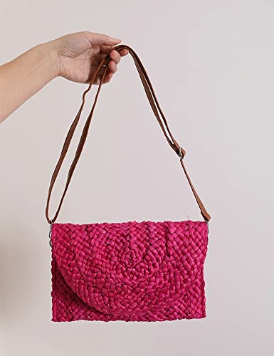 Solyinne Womens Woven Straw Clutch Bags Crossbody Shoulder Bag Straw Bag Satchel Purses Evening Envelope Wallet