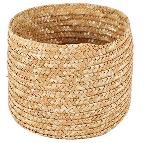 Smala Wheat Straw Woven Storage Basket Storage Basket Innovative Basket Rustic Natural Brown Finish Storage Decorative Basket(Medium )