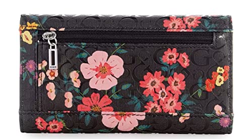 GUESS Women's Logo Embossed Pink Purple Floral Print Slim Wallet Clutch Bag