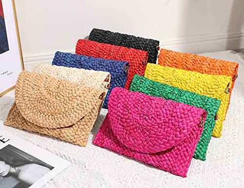 Solyinne Womens Woven Straw Clutch Bags Crossbody Shoulder Bag Straw Bag Satchel Purses Evening Envelope Wallet