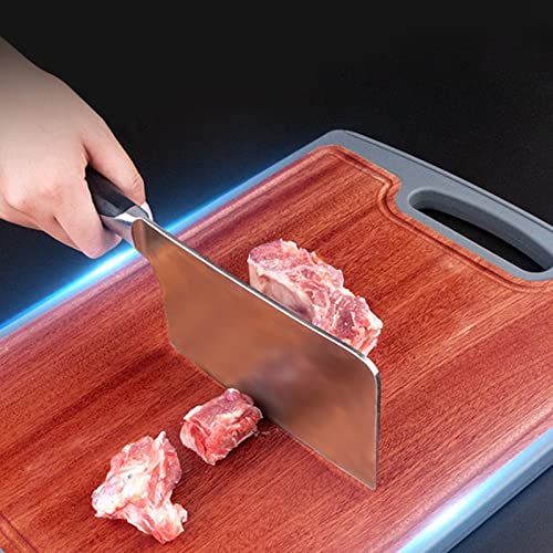 GULRUH Wood Cutting Boards for Kitchen, Household Stainless Steel Cutting Board, Double Solid Wood Chopping Board, Black Ebony Chopping Board in The Kitchen