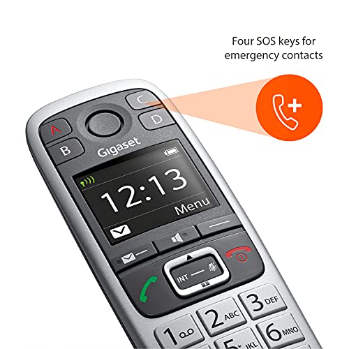 Gigaset E560A Duo – Two Cordless Phones, Made in Germany - SOS-Function, Answering Machine, 2 Handsets, Extra Large Keys and Loud Volume (Platinum, Pack of 2)