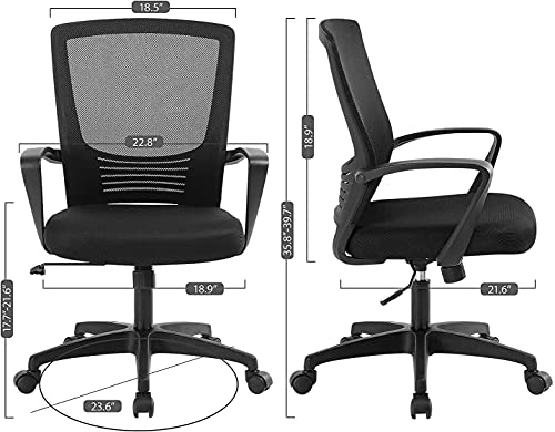 ANACCI Office Chair, Desk Chair with Rocking Back, Mid-Back Mesh Computer Chair with Adjustable Height, Drafting Chair Home Office