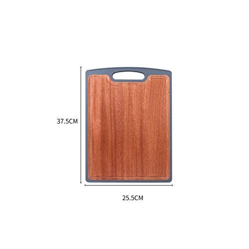 GULRUH Wood Cutting Boards for Kitchen, Household Stainless Steel Cutting Board, Double Solid Wood Chopping Board, Black Ebony Chopping Board in The Kitchen
