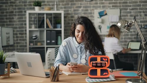 Case Compatible with SanDisk Extreme Pro/for SanDisk Portable SSD 1TB 2TB 4TB 500GB External Solid State Drive, Travel Storage Holder Bag for 2 SSD and Memory Card SD Card -Orange (Box Only)