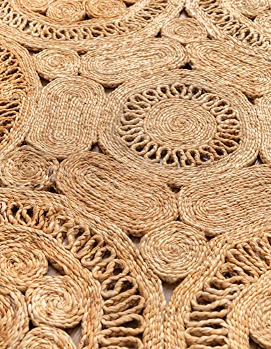 Unique Loom Braided Jute Collection Area Rug (Round 2' 0" x 2' 0", Natural)