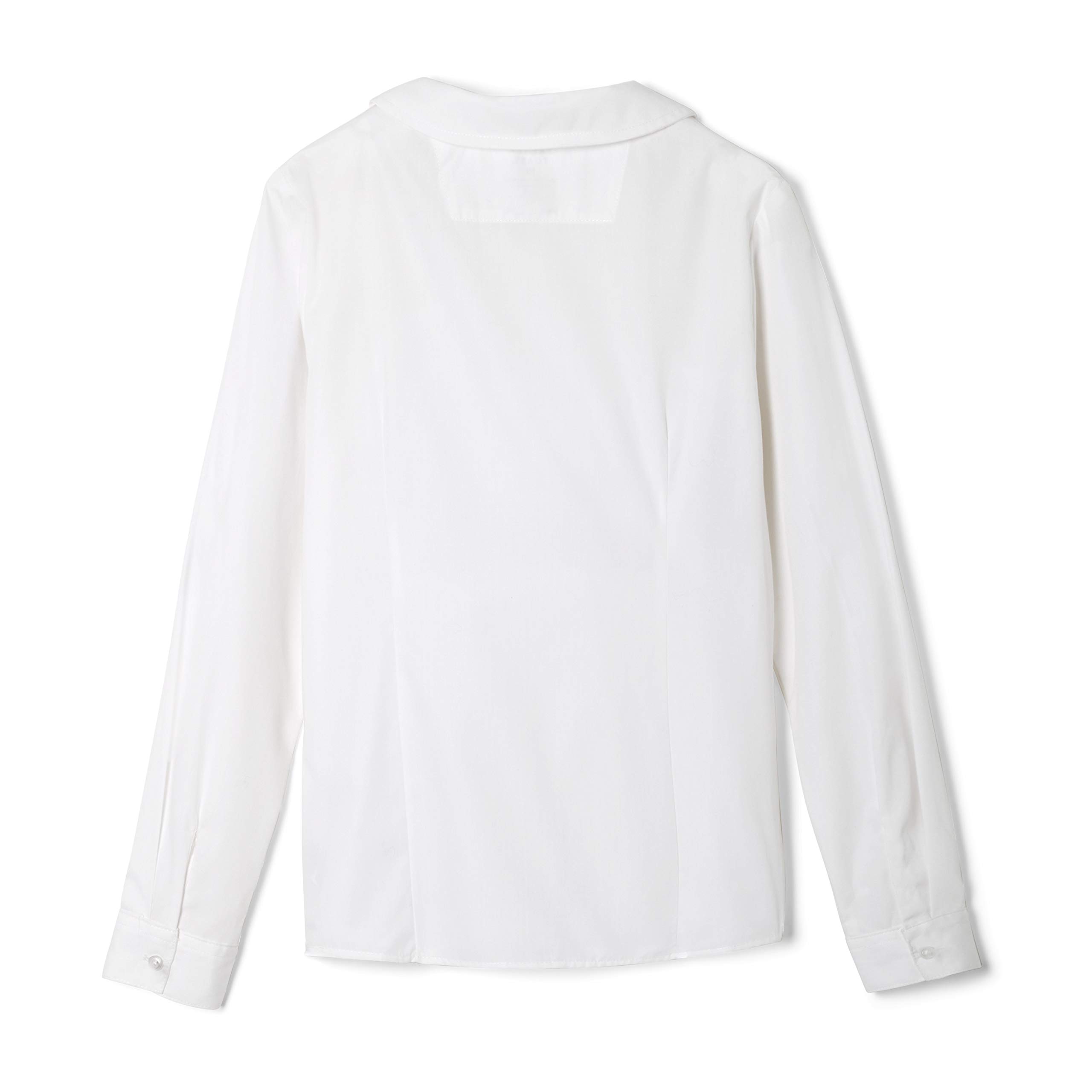 French Toast Girls' Long Sleeve Woven Shirt with Peter Pan Collar (Standard & Plus), White, 8