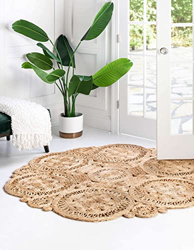 Unique Loom Braided Jute Collection Area Rug (Round 2' 0" x 2' 0", Natural)