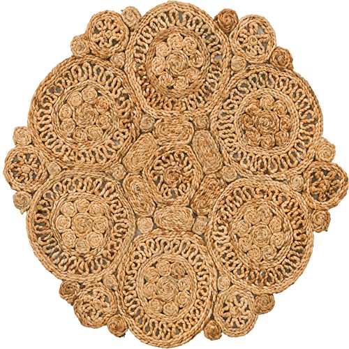 Unique Loom Braided Jute Collection Area Rug (Round 2' 0" x 2' 0", Natural)