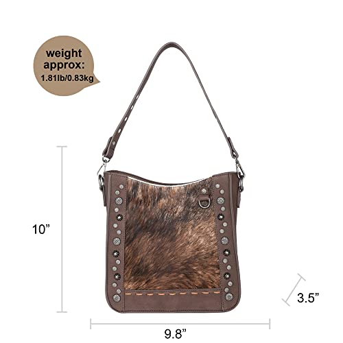 Trinity Ranch Ranch Hair-On Studs Concealed Carry Hobo for Women Western Shoulder bag with Wallet TR140G-921CF+W